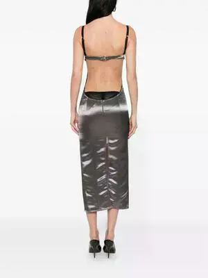 Attico Satin Midi Dress - Grey
