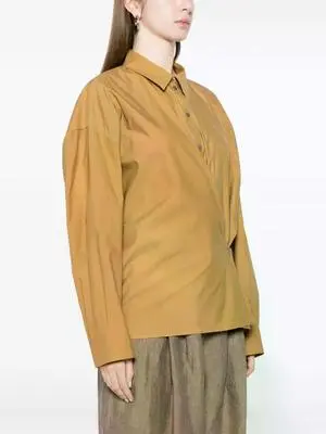 LEMAIRE Twisted Wrap-over Shirt - Brown