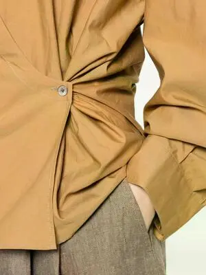 LEMAIRE Twisted Wrap-over Shirt - Brown