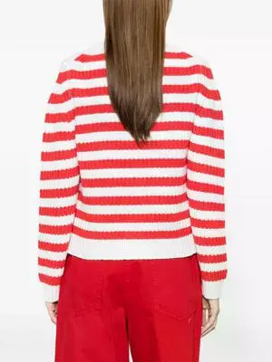 ALLUDE Striped Buttoned Cardigan