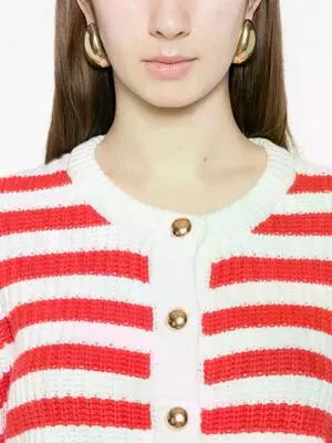 ALLUDE Striped Buttoned Cardigan