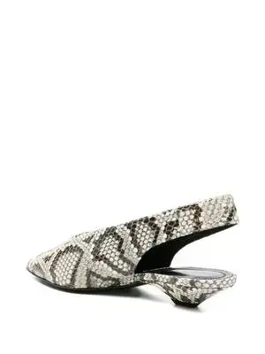 SERGIO ROSSI Beak Slingback Pointed Pumps - Grey