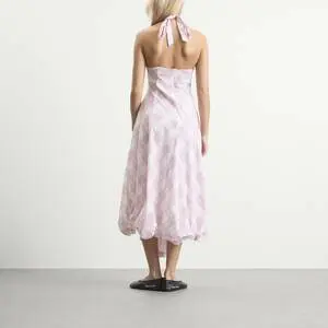 Gimaguas Halterneck Maxi Dress With Gathered Hem - Checks
