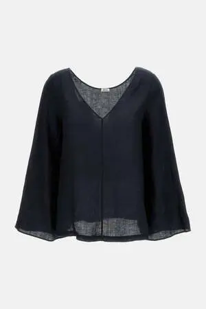 BIFFI V-neck Linen Top