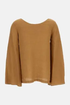 BIFFI Long-sleeve V-neck Linen Top