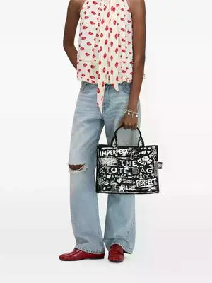 Marc Jacobs Punk Scribble Graffiti-print Medium Tote Bag - Black