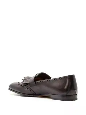 DOUCAL'S Buckled Fringed Monk Shoes - Brown