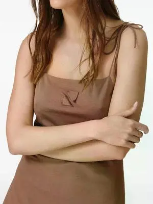 PNK Tie-strap Ruffled Mini Dress - Brown