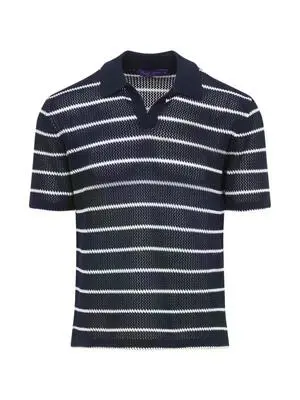 Ralph Lauren Purple Label Striped Knit T-shirt - Blue