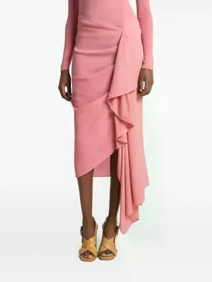 Michael Kors Cascade Ruffled Midi Skirt - Pink