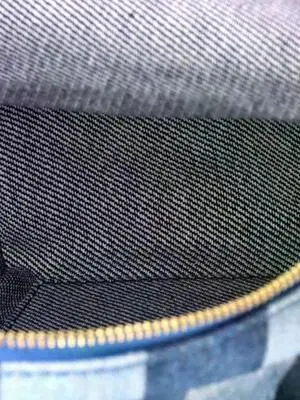 LOUIS VUITTON Palm Springs Damier And Monogram Patchwork Denim Mini Backpack - Blue