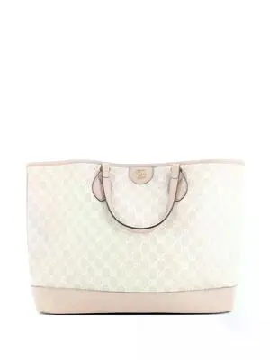 Gucci Ophidia Top Handle Shopping Gg Coated Canvas And Leather Tote Bag