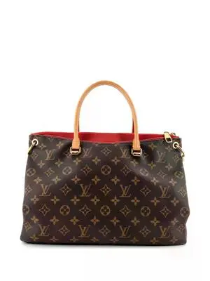 LOUIS VUITTON Pallas Tote Monogram Canvas With Leather Shoulder Bag - Red