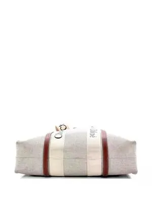 Chloé Woody Canvas With Leather Large Tote Bag - Brown