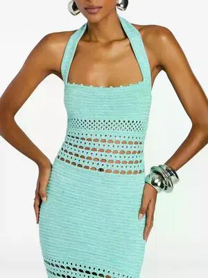 Retrofete Jaycee Crochet Halter Midi Dress