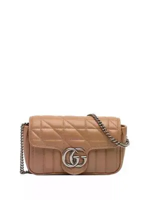 Gucci Mini Gg Marmont Matelasse Leather Flap Crossbody Bag - Brown
