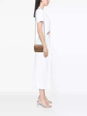 Gucci Mini Gg Marmont Matelasse Leather Flap Crossbody Bag - Brown