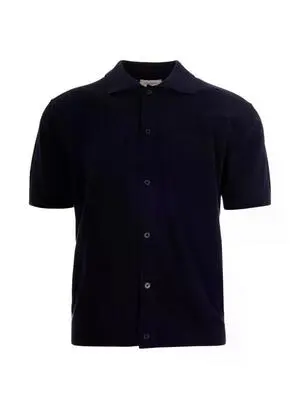 PAOLO PECORA Textured Button Polo Shirt - Blue