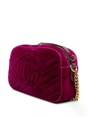 Gucci Gg Marmont Matelassé Velvet Crossbody Bag - Purple