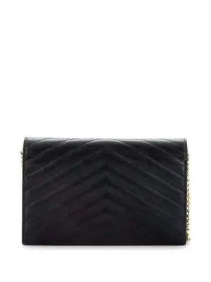 Saint Laurent Monogram Wallet On Chain Matelasse Chevron - Black