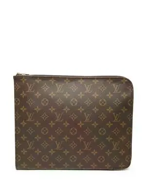 LOUIS VUITTON 1990 Monogram Poche Documents Portfolio 30 Clutch Bag - Brown