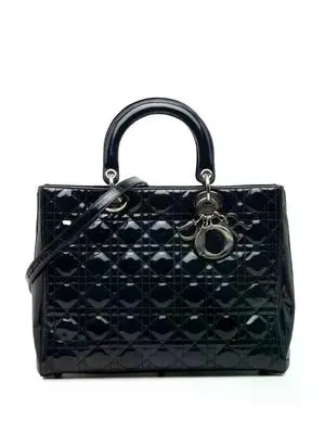 Dior Patent Cannage Lady Satchel - Blue