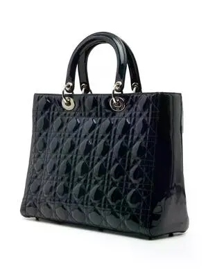 Dior Patent Cannage Lady Satchel - Blue