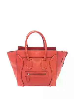 Celine Micro Leather Luggage Tote Bag - Red