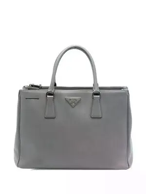 Prada Saffiano Galleria Double Zip Satchel - Grey
