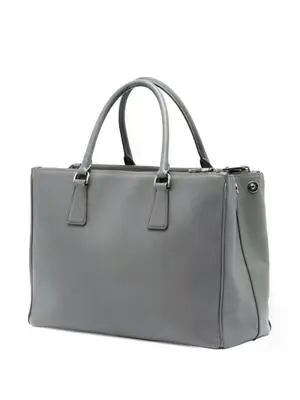 Prada Saffiano Galleria Double Zip Satchel - Grey