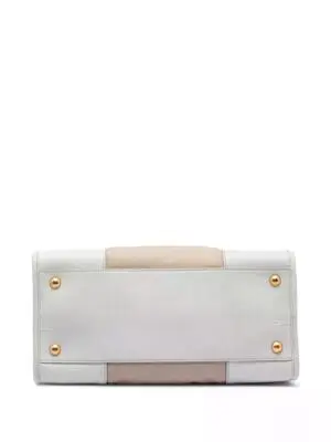 Prada Saffiano Trimmed Canvas Canapa Satchel - Brown