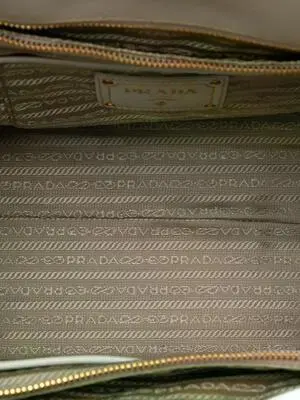 Prada Saffiano Trimmed Canvas Canapa Satchel - Brown