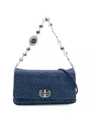 Miu Miu Matelasse Nappa Crystal Chain Satchel - Blue