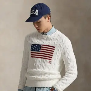 Ralph Lauren Cable-knit Iconic Flag Sweater - Ceramic White