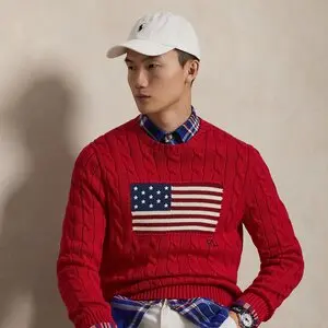 Ralph Lauren Cable-knit Iconic Flag Sweater - Rl 2000 Red