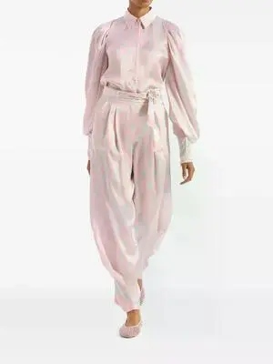 GENNY Patterned Pleated Trousers - Pink