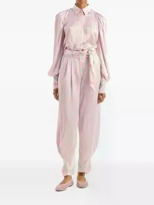 GENNY Patterned Pleated Trousers - Pink