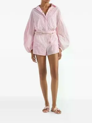 GENNY Striped Balloon Sleeve Playsuit