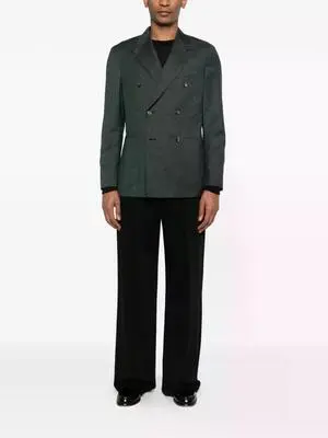 Caruso Double-breasted Blazer - Green