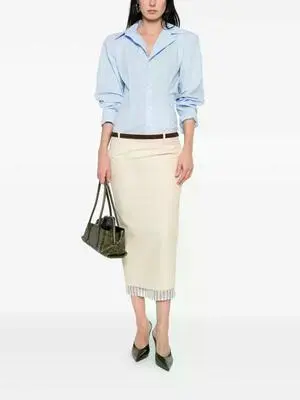 Attico Striped-hem Midi Skirt - Neutrals