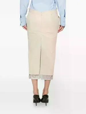 Attico Striped-hem Midi Skirt - Neutrals