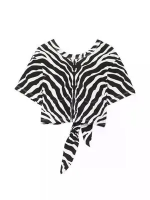 Attico Zebra-print Tie Top - Black