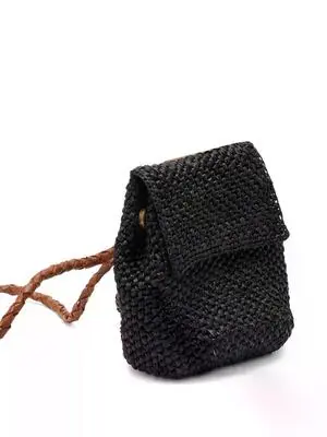 IBELIV Mini Zaz Raffia Braided Satchel - Black