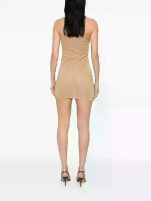 Oseree Asymmetric-neck Mini Dress - Gold