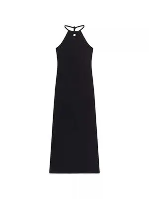 COURREGES Logo-embroidered Halterneck Dress - Black