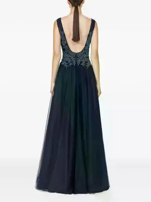 Costarellos Graciella Floral-appliqué Maxi Dress - Blue