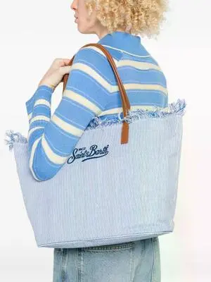 MC2 SAINT BARTH Fringed-detail Striped-pattern Tote Bag