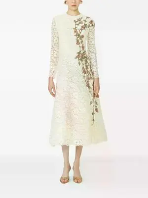 Costarellos Marlena Lace A-line Midi Dress - Neutrals