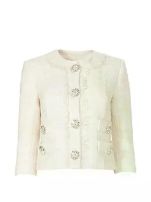 Costarellos Macie Crystal-button Cropped Jacket - Neutrals