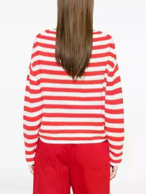 ALLUDE Striped Boat-neck Sweater